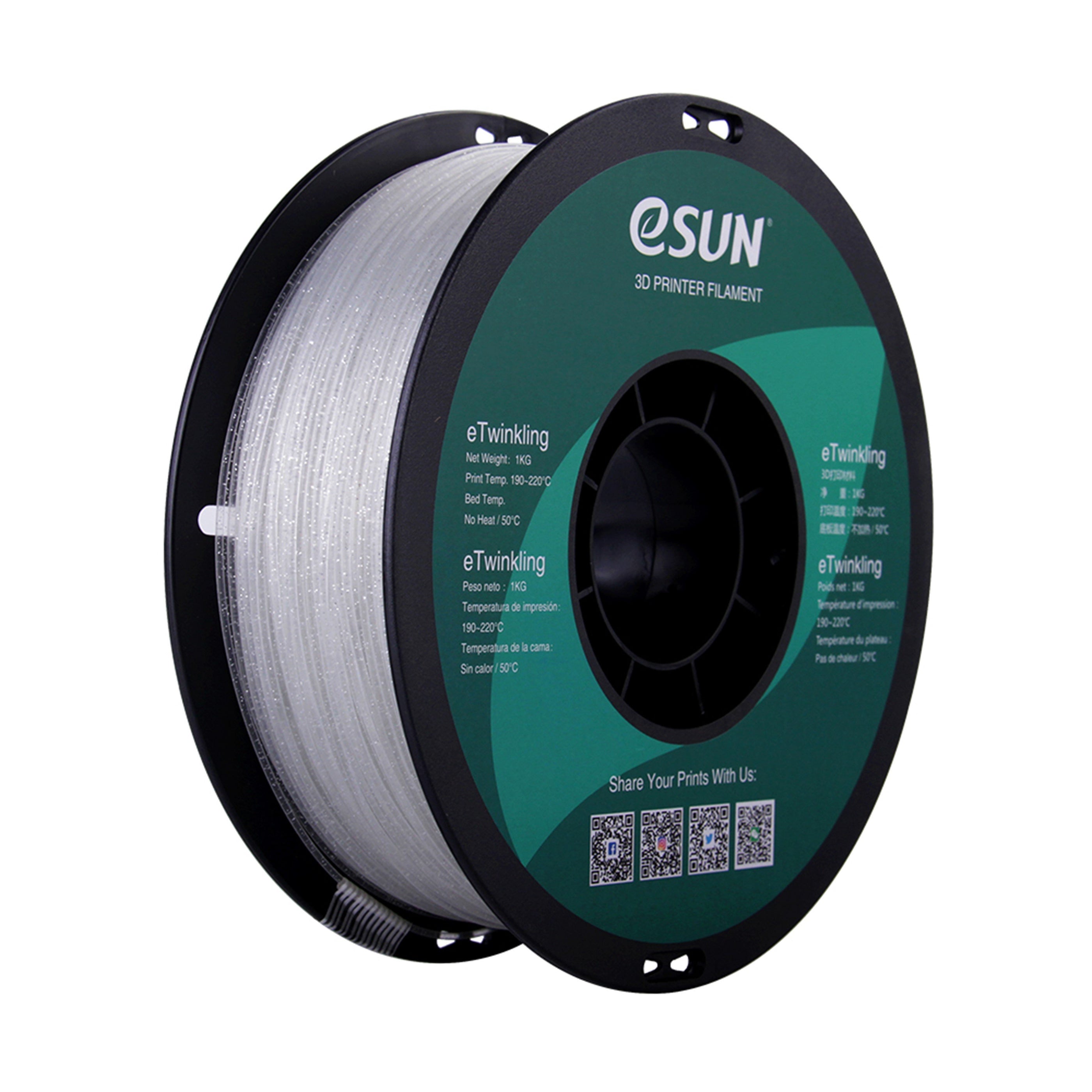 eSun eTwinkling Glitter PLA 3D Print Filament 1.75mm | Cubic Technology