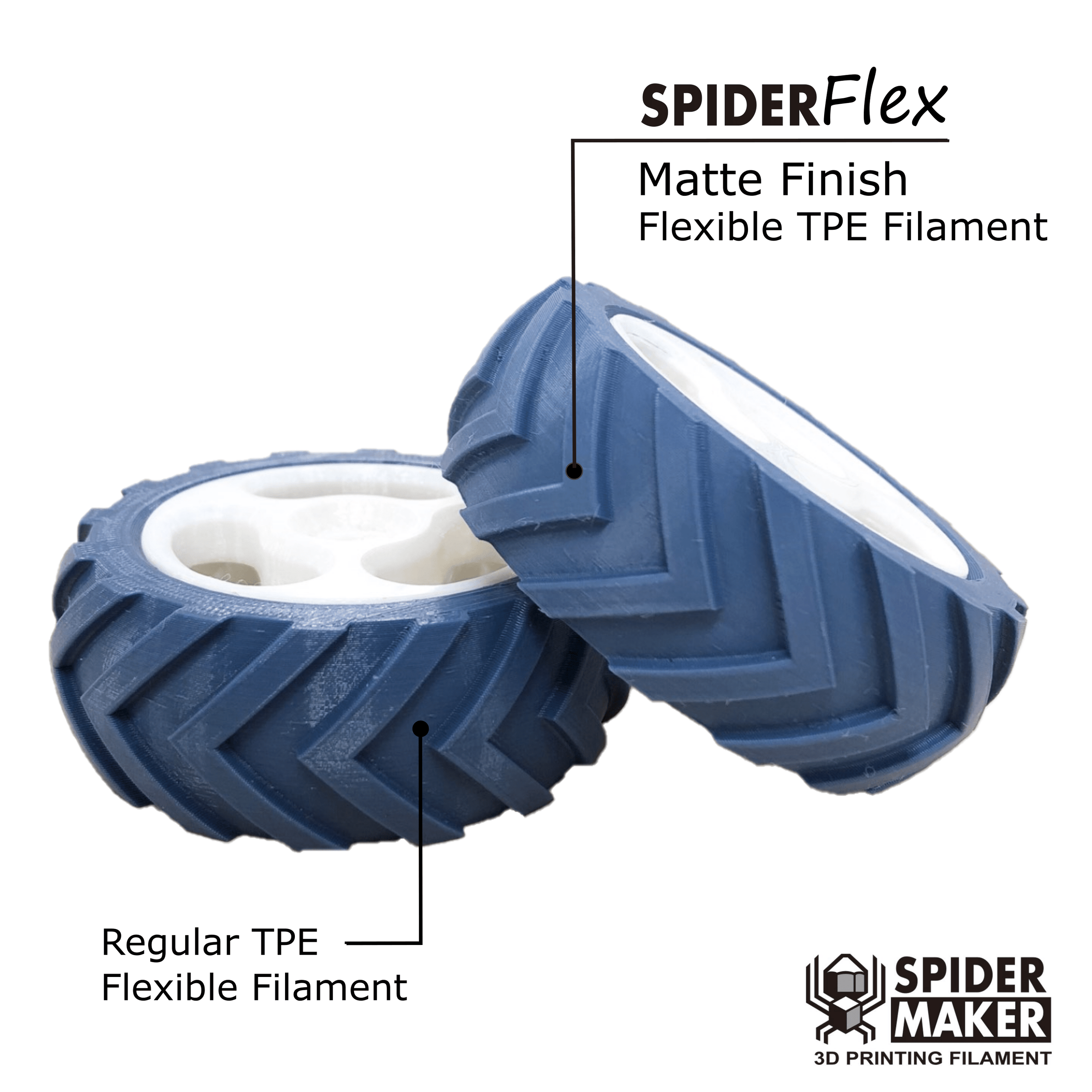 Spiderflex Matte Finish Flexible TPE 75A Filament | Cubic Technology